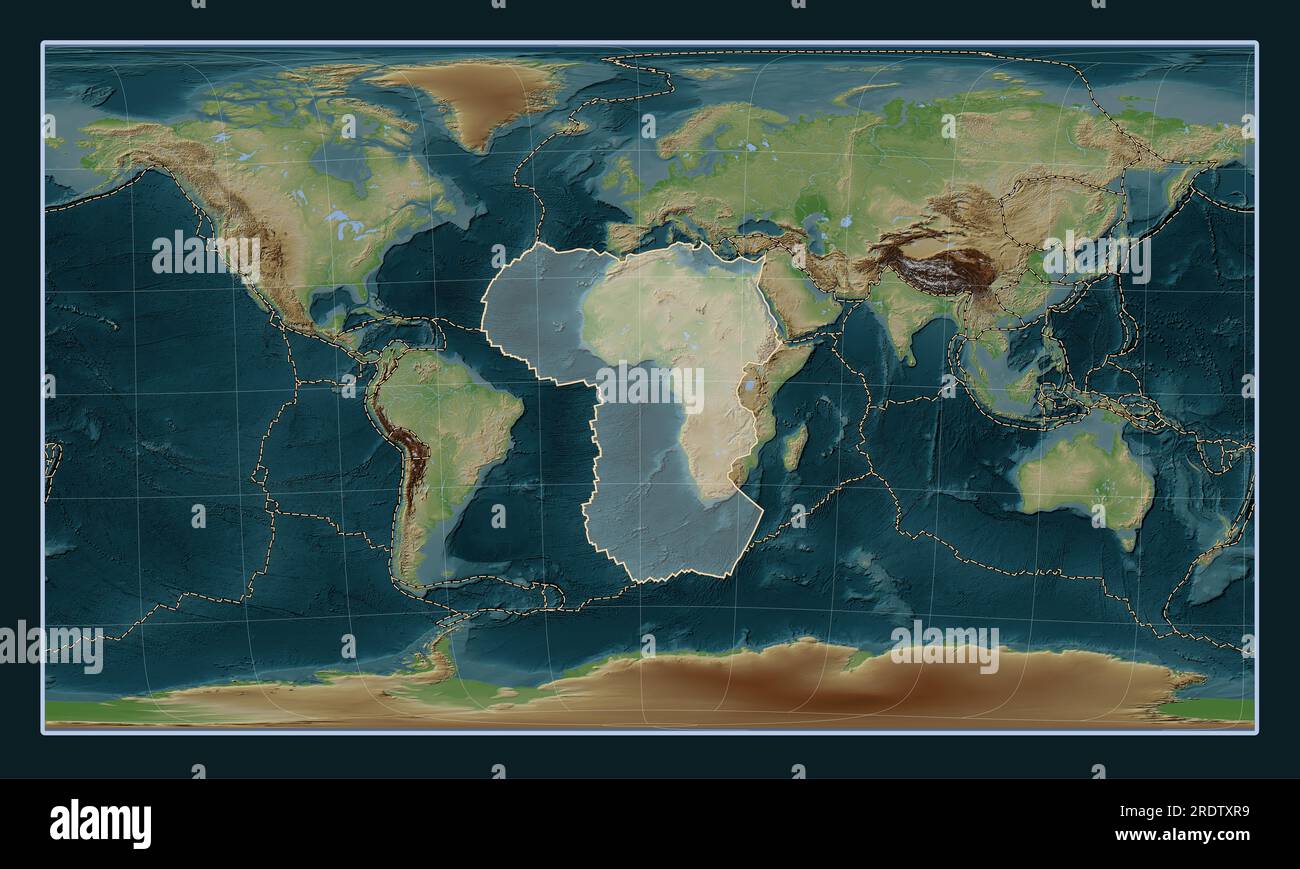 African Tectonic Plate On The Wiki Style Elevation Map In The Patterson Cylindrical Oblique