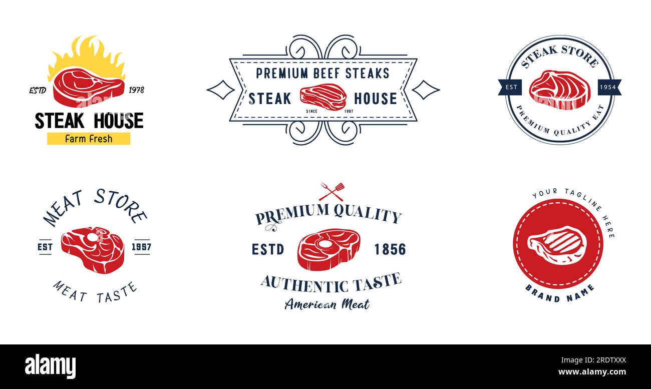 Steak House or Meat Shop Typography Label. Premium Quality Emblems ...