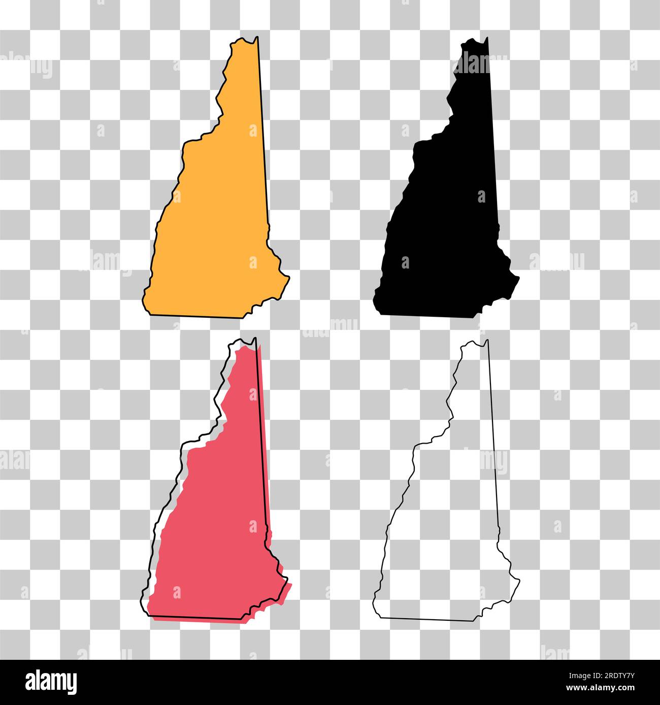 Set of New Hampshire map, united states of america. Flat concept vector ...