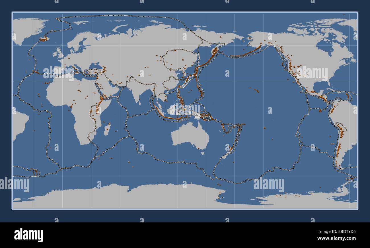 Shape of the Okinawa tectonic plate on the solid contour map in the ...