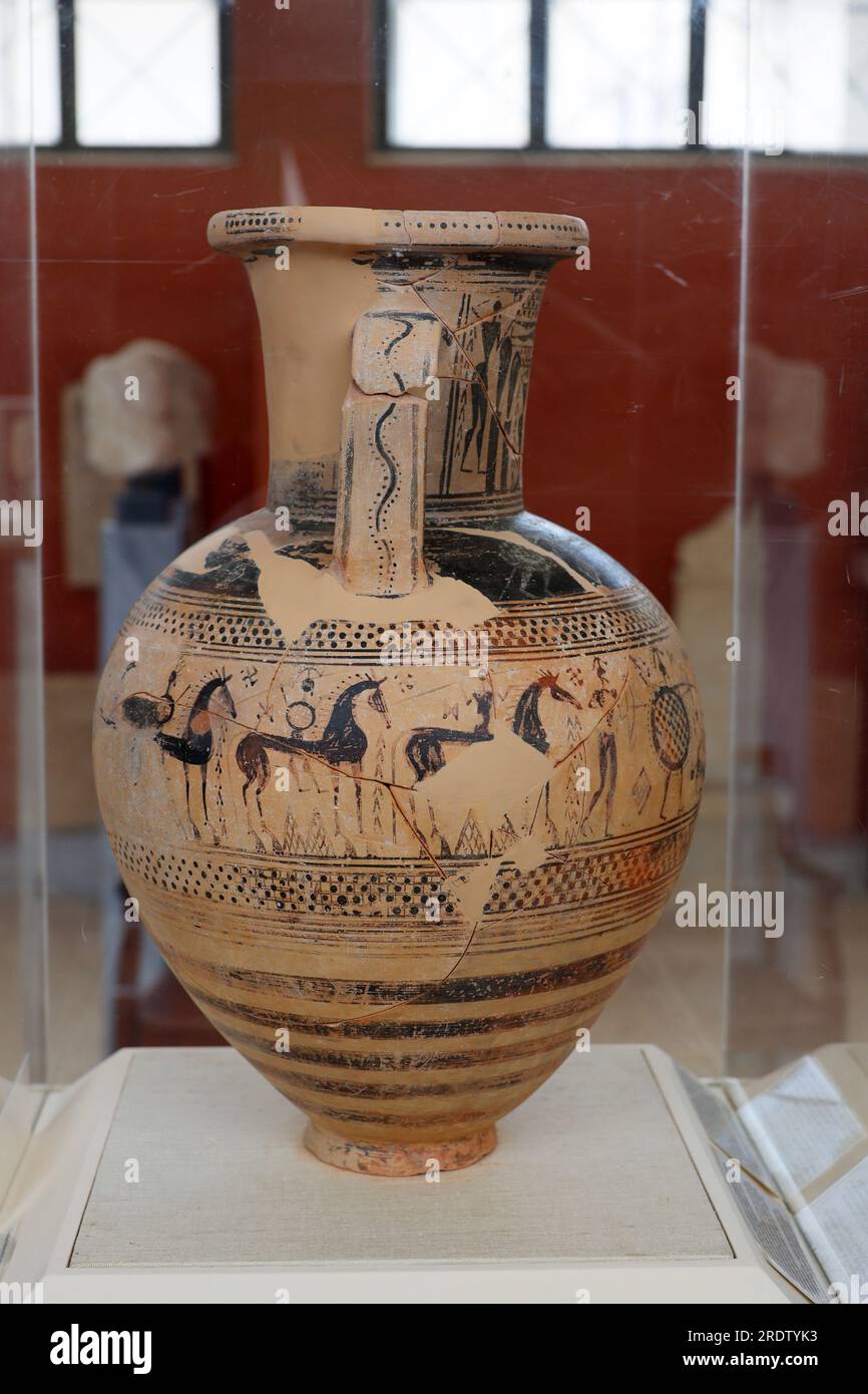 Historical vase in the Archaeological Museum of Parikia-Paros Stock ...