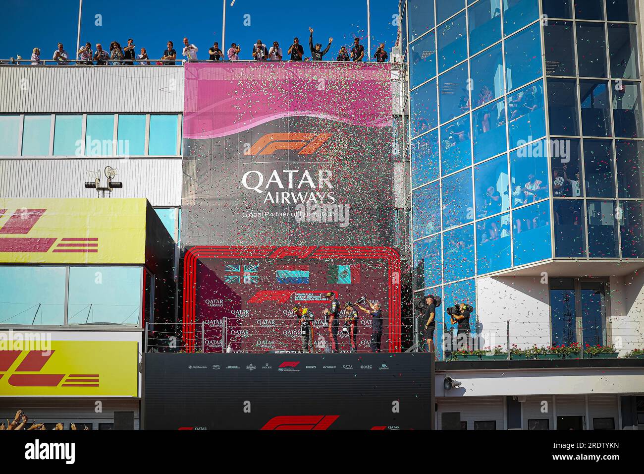Budapest, Hungary. 23rd July, 2023. Podium of the race Max Verstappen ...
