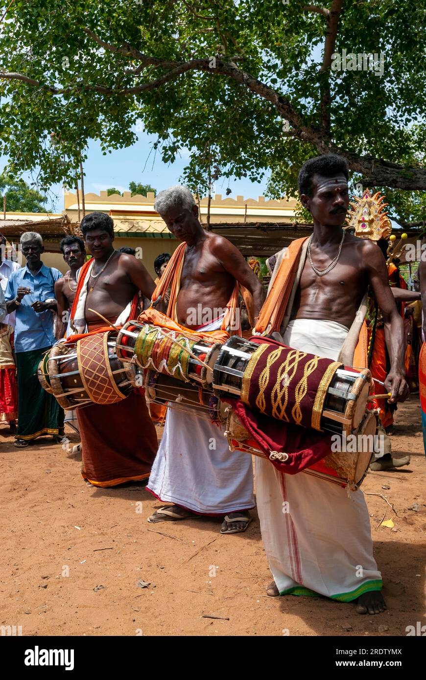 Musicians Playing Thavil Melam percussion in Dasara Dussera Dusera ...
