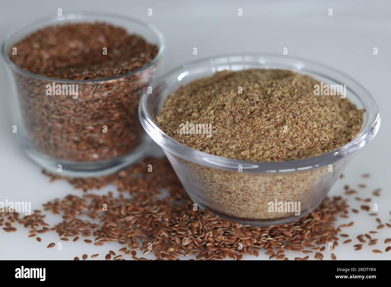 Flax seeds and flax seed powder. it is a food and fibre crop. Flax ...
