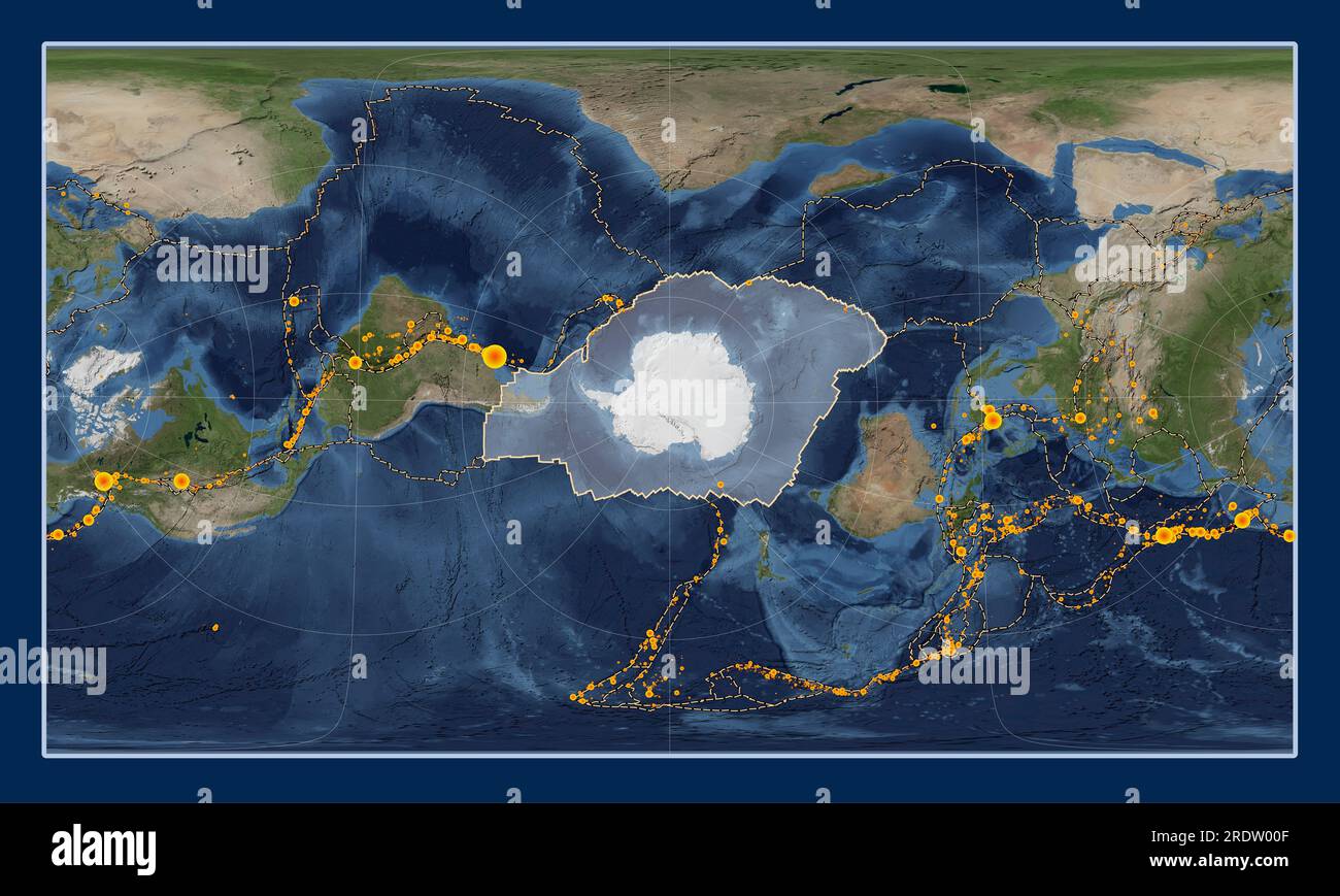 Antarctica tectonic plate on the Blue Marble satellite map in the ...