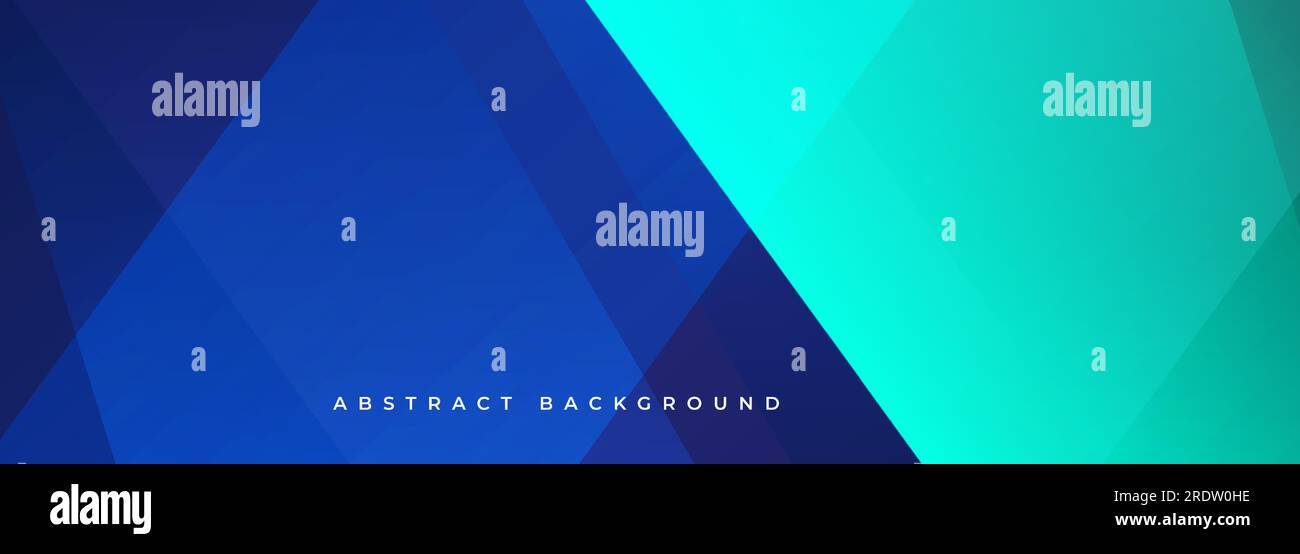 Turquoise and blue modern abstract wide banner with geometric shapes ...