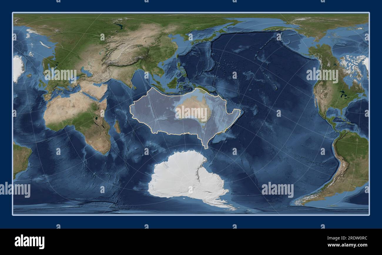 Australian tectonic plate on the Blue Marble satellite map in the ...