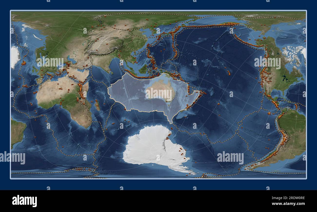 Australian tectonic plate on the Blue Marble satellite map in the ...