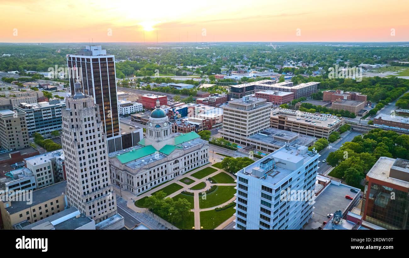 Fort wayne drone view downtown hi-res stock photography and images - Alamy