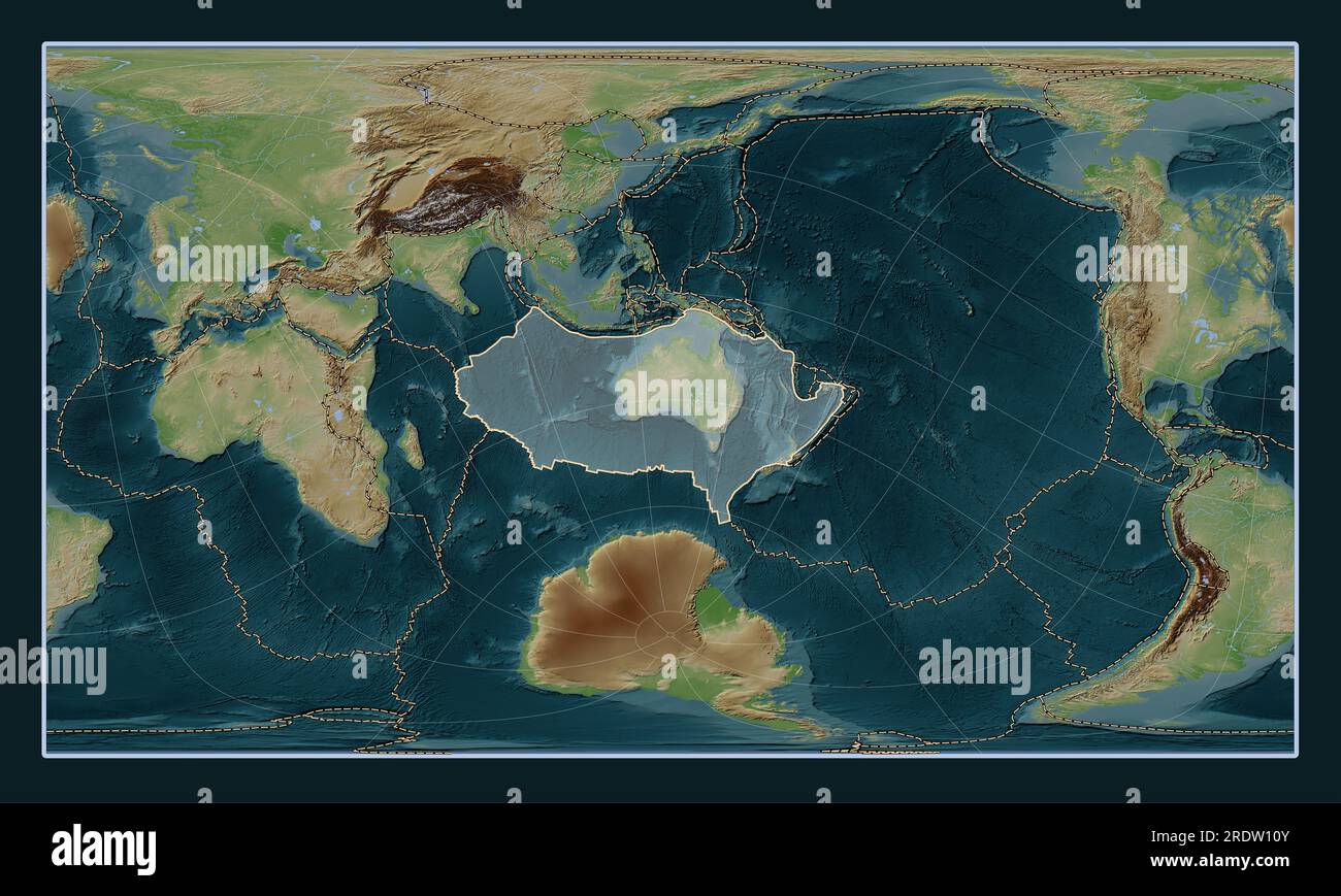 Australian tectonic plate on the Wiki style elevation map in the ...
