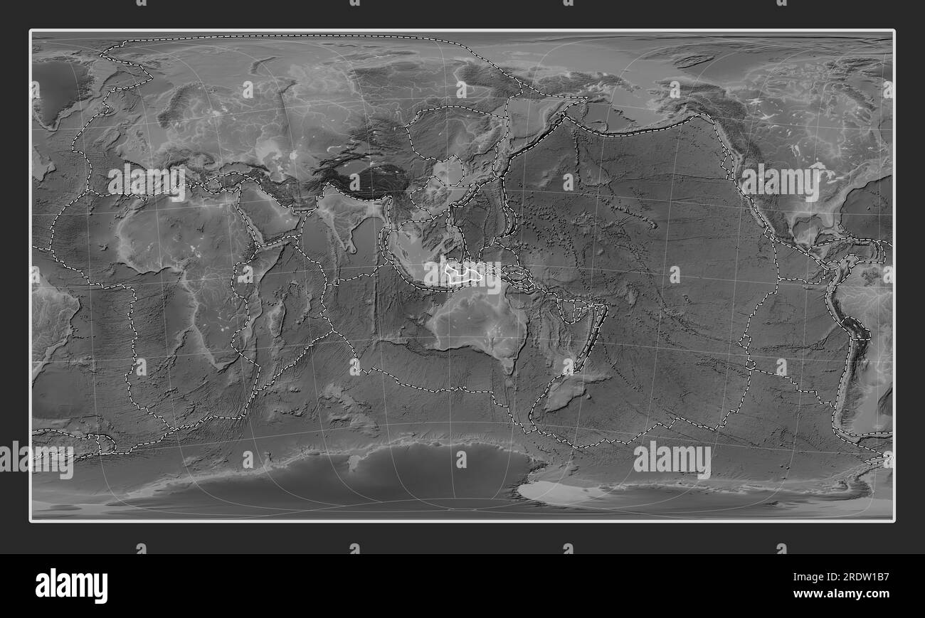 Banda Sea tectonic plate on the grayscale elevation map in the ...