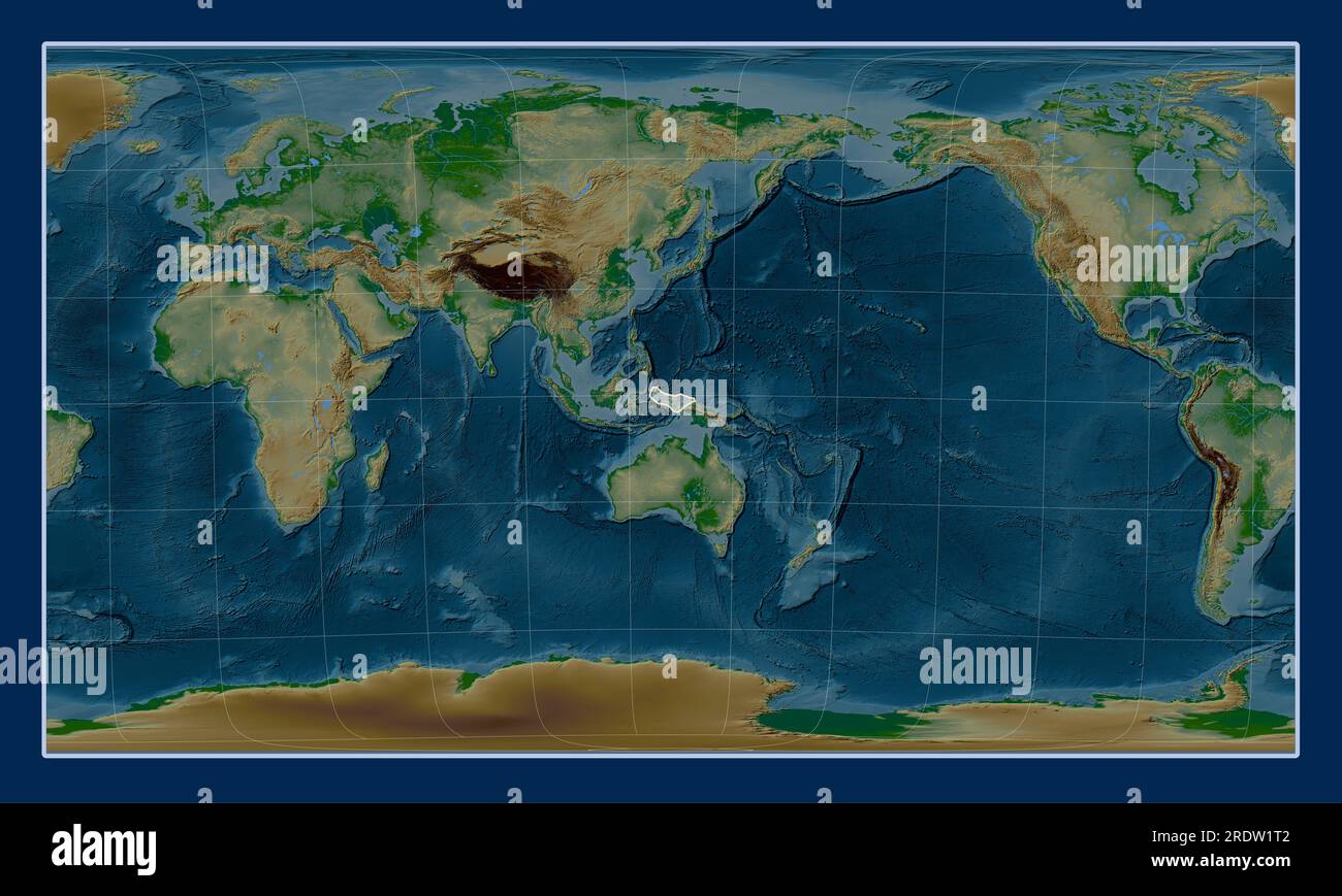 Birds Head tectonic plate on the physical elevation map in the ...