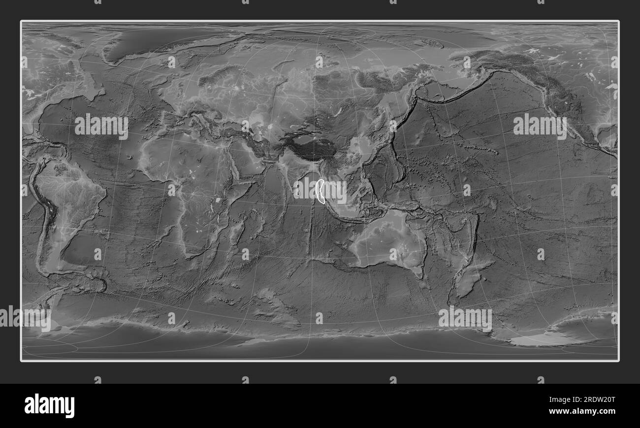 Burma tectonic plate on the grayscale elevation map in the Patterson ...