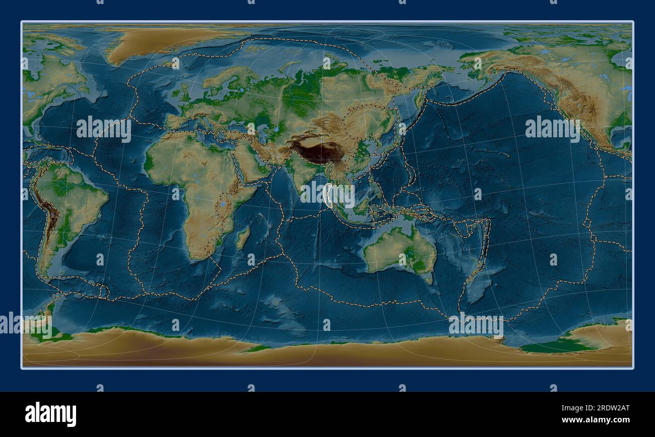 Burma tectonic plate on the physical elevation map in the Patterson ...