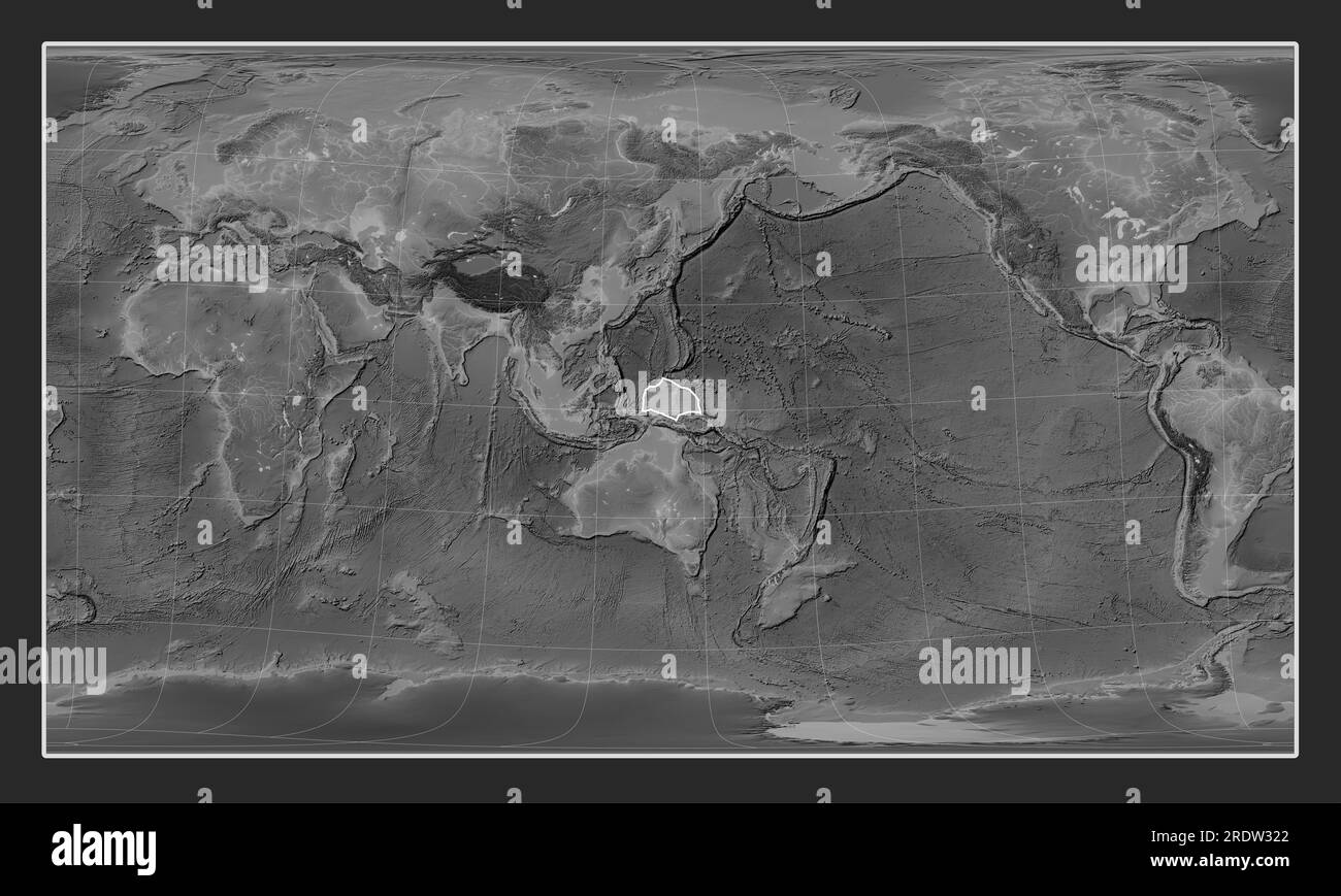 Caroline tectonic plate on the grayscale elevation map in the Patterson ...