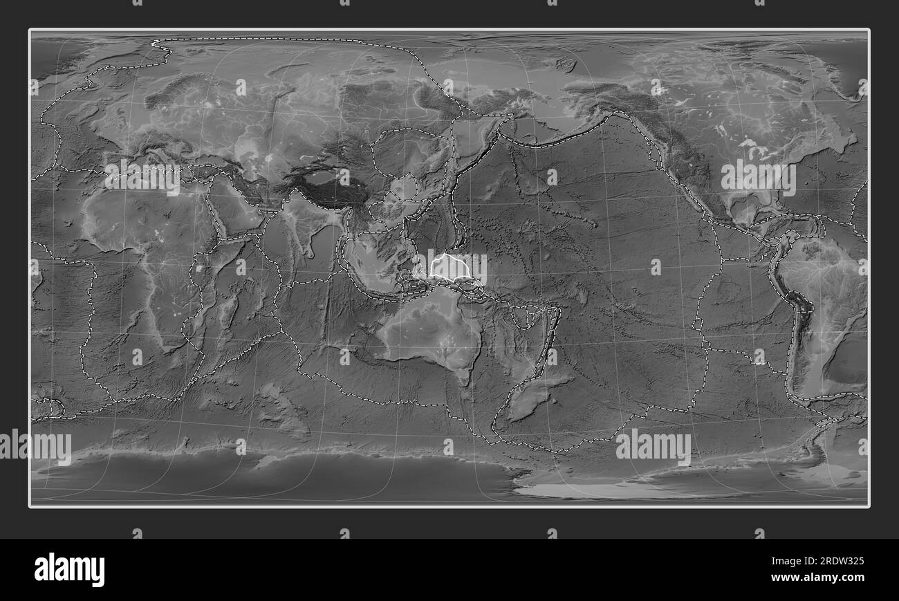 Caroline tectonic plate on the grayscale elevation map in the Patterson ...