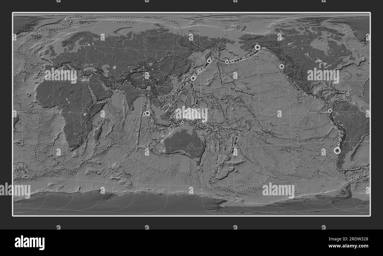 Caroline tectonic plate on the bilevel elevation map in the Patterson ...