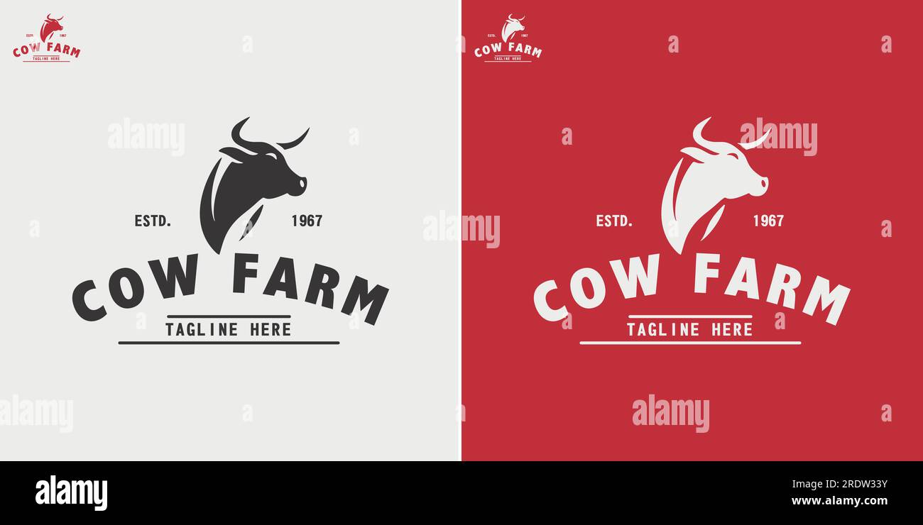 Cow head logo design, Cow head silhouette emblem logo label. Custom ...