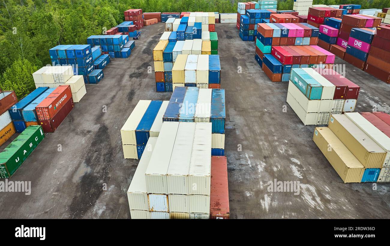 White chalk pastel shipping containers and other colors in shipping ...