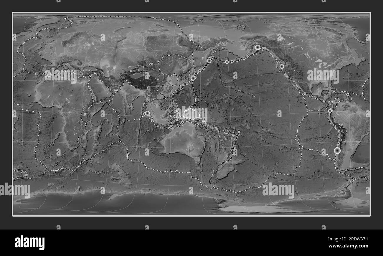 Caroline tectonic plate on the grayscale elevation map in the Patterson ...