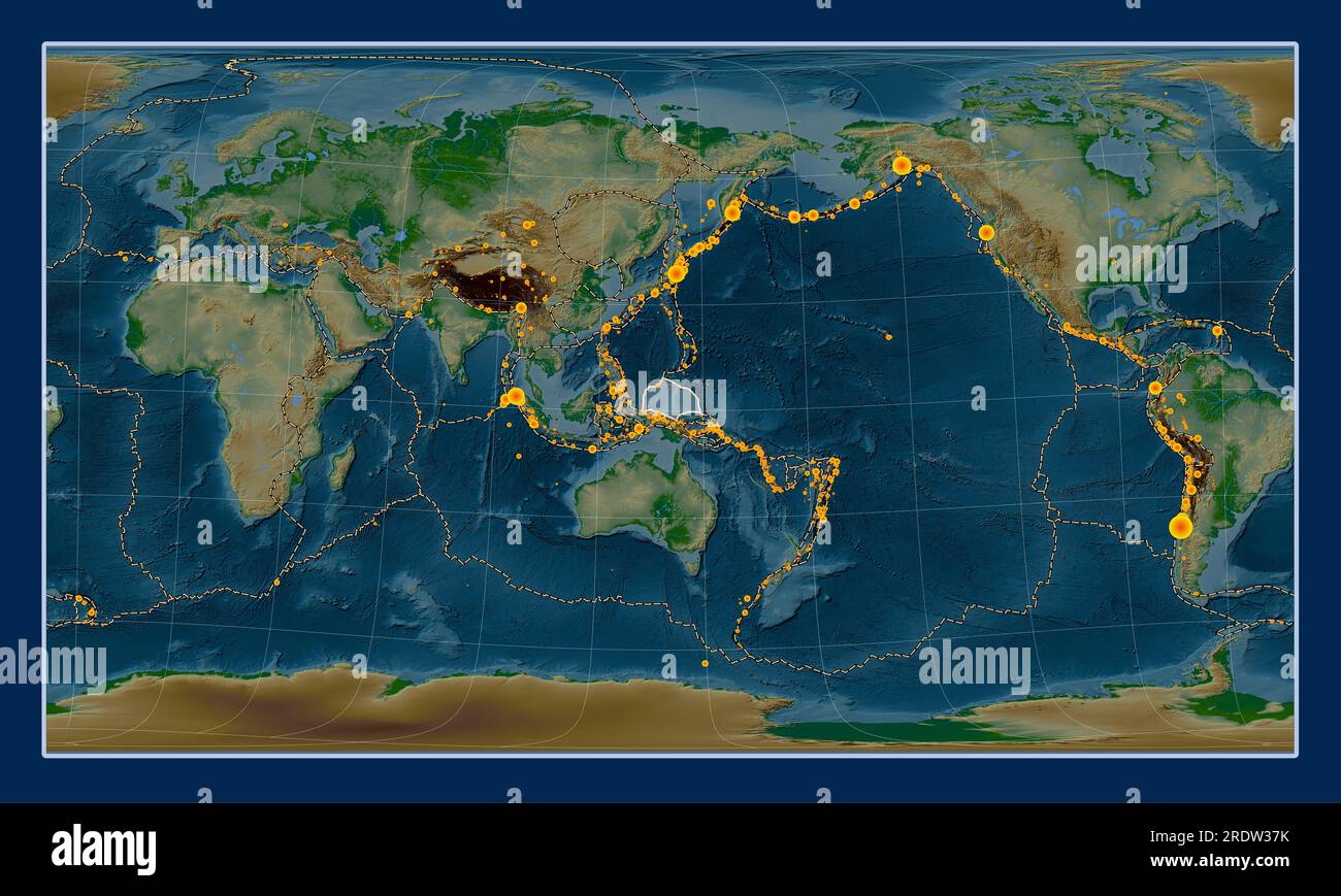Caroline tectonic plate on the physical elevation map in the Patterson ...
