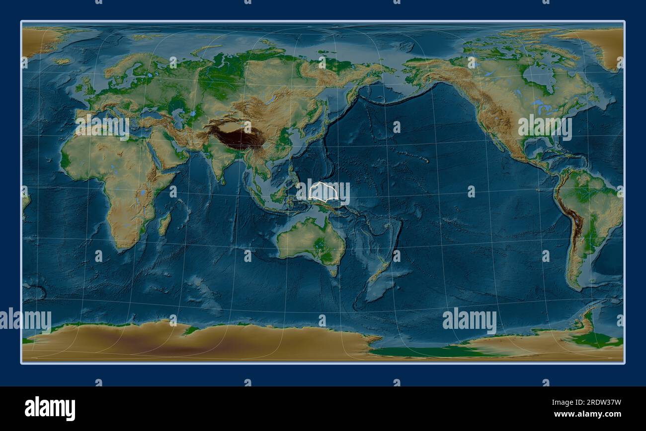 Caroline tectonic plate on the physical elevation map in the Patterson ...