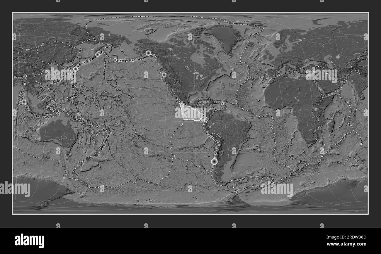 Cocos tectonic plate on the bilevel elevation map in the Patterson ...
