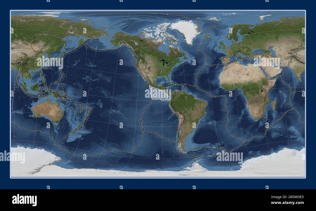 Cocos tectonic plate on the Blue Marble satellite map in the Patterson ...