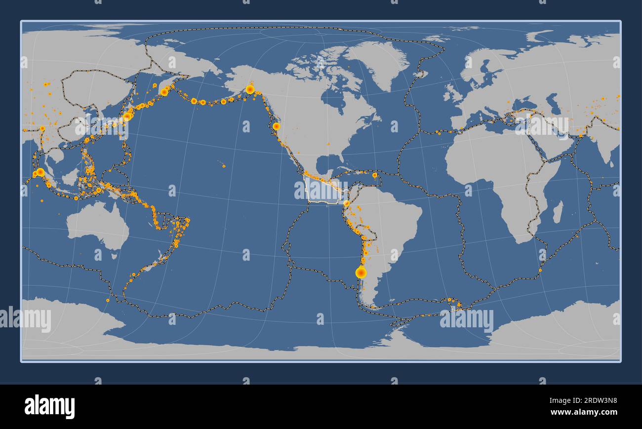 Cocos tectonic plate on the solid contour map in the Patterson ...