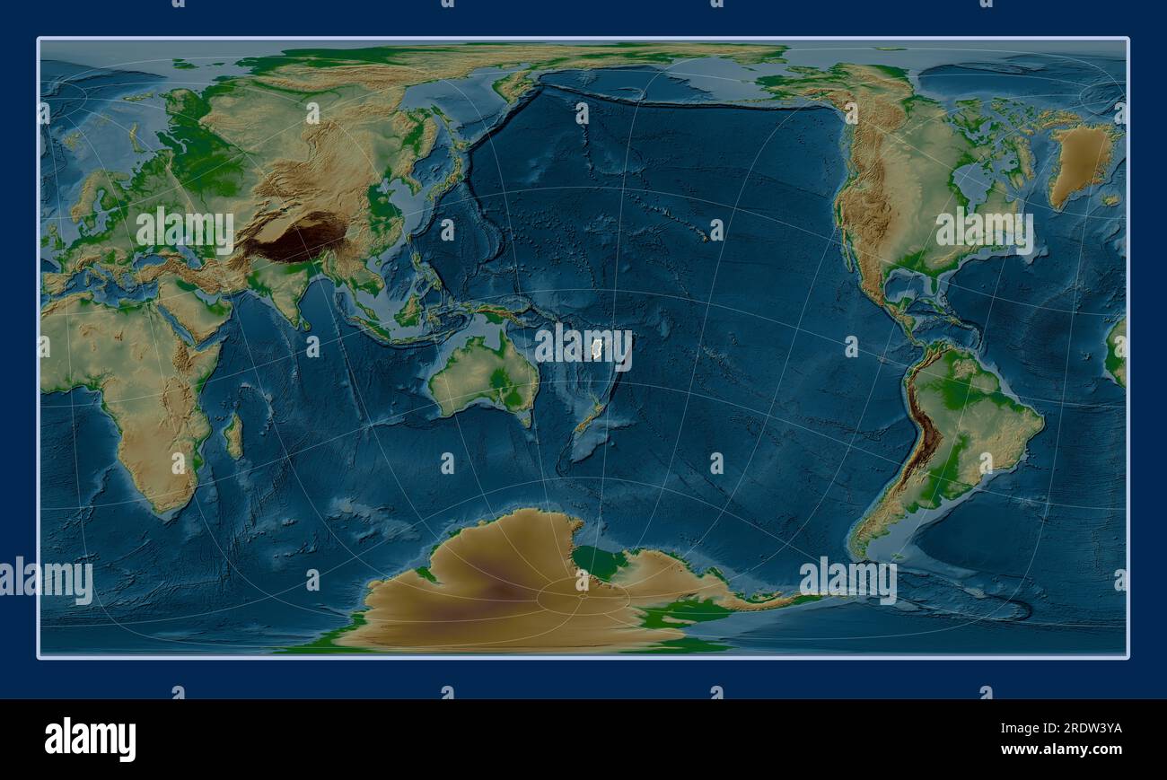 Conway Reef tectonic plate on the physical elevation map in the ...
