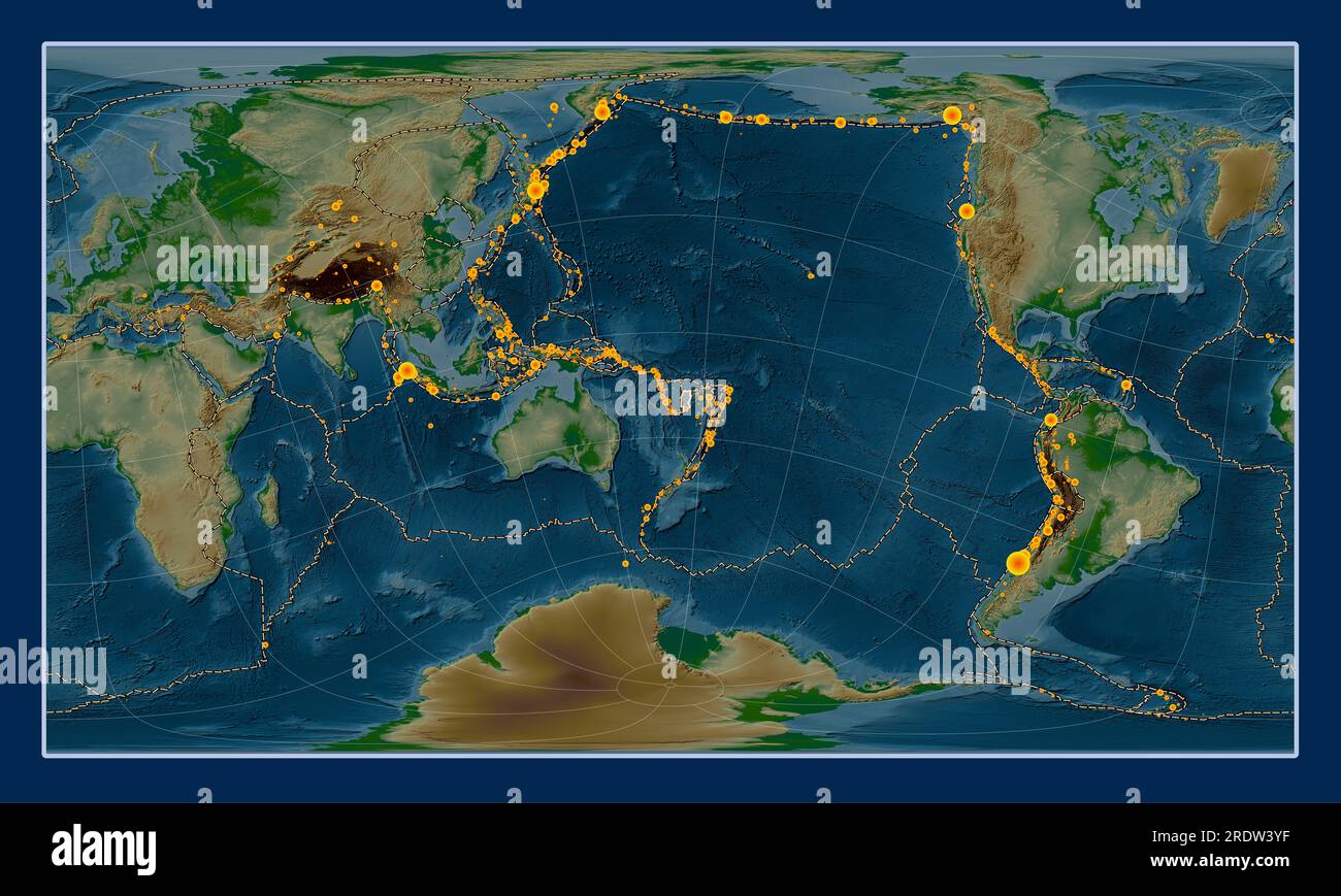 Conway Reef tectonic plate on the physical elevation map in the ...