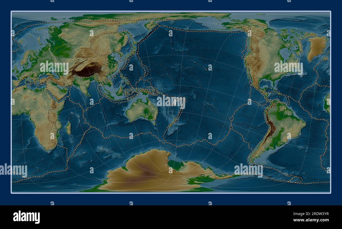 Conway Reef tectonic plate on the physical elevation map in the ...