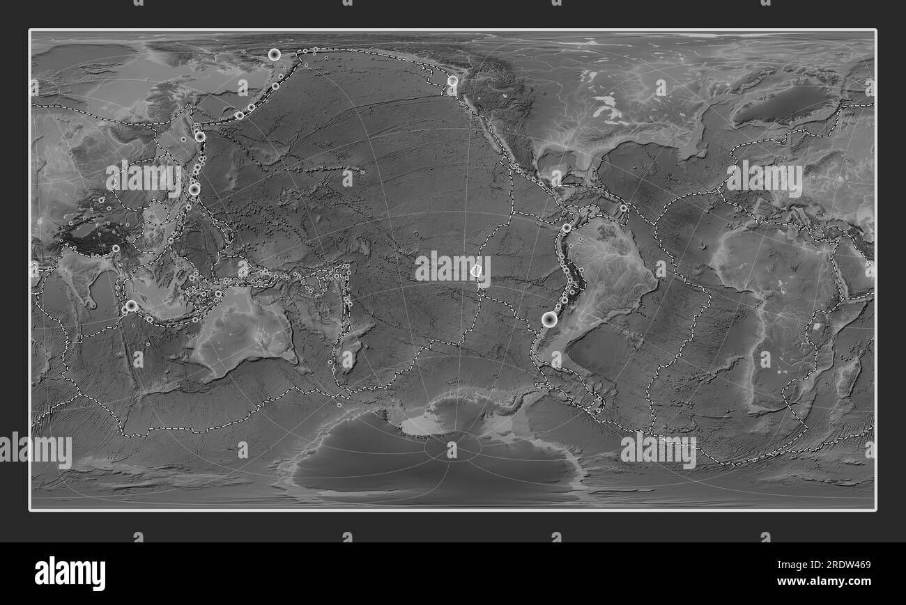 Easter tectonic plate on the grayscale elevation map in the Patterson ...