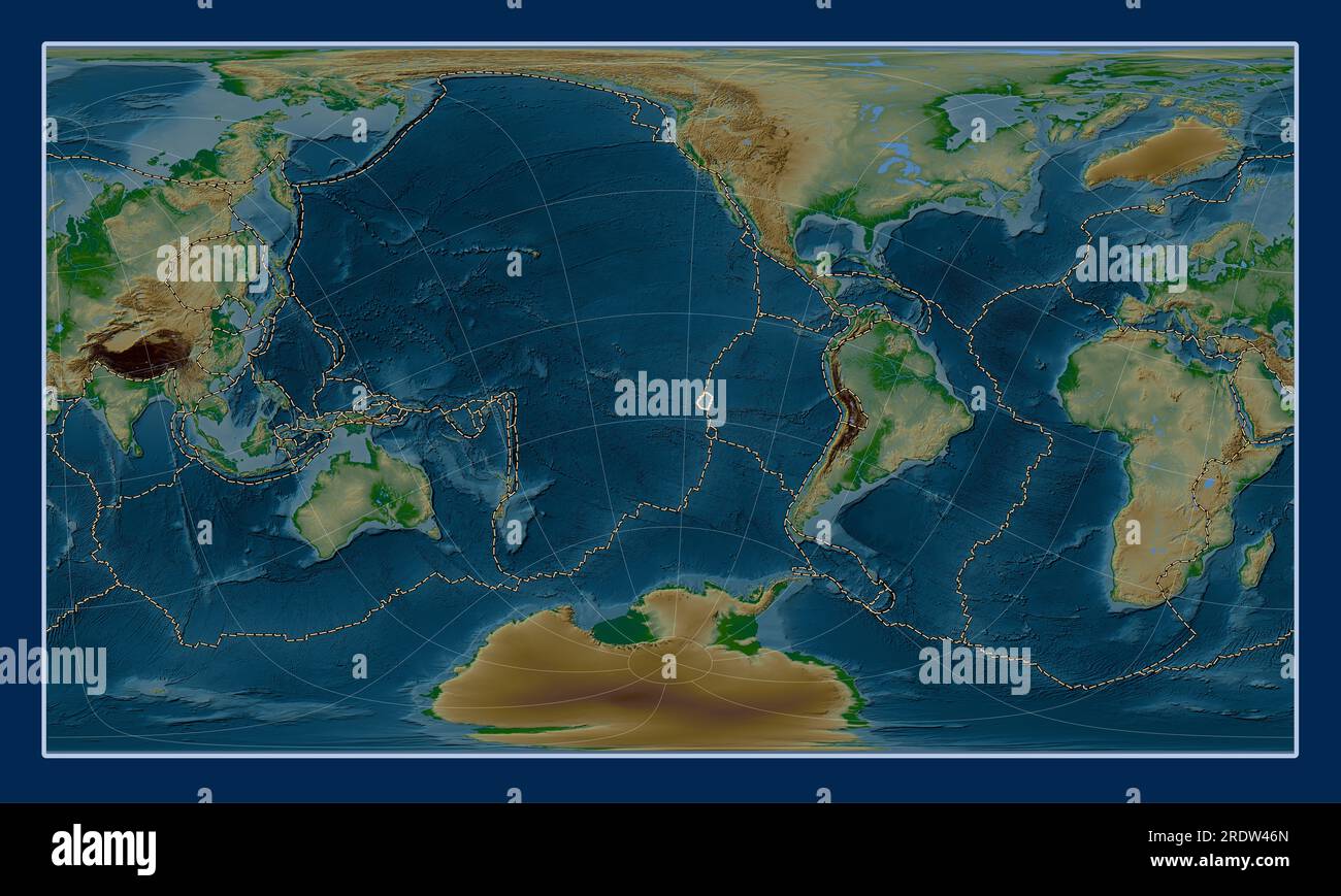Easter tectonic plate on the physical elevation map in the Patterson ...