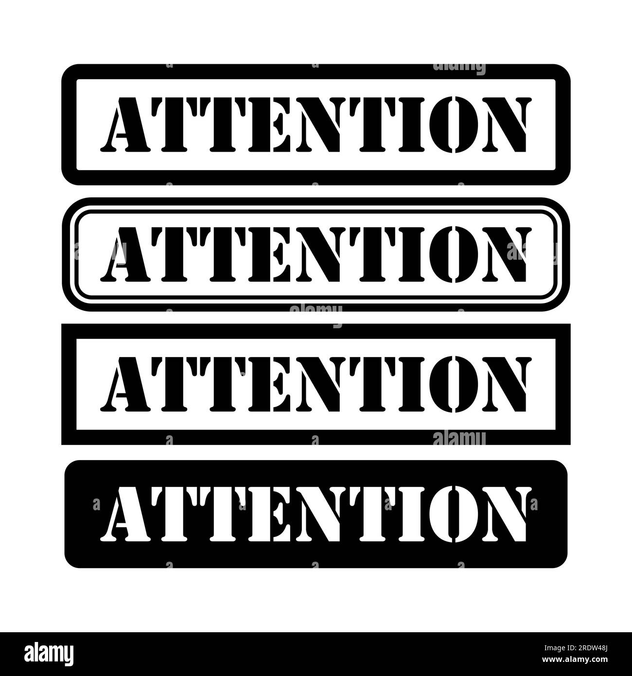 Set of Attention stamp symbol, label sticker sign button, text banner ...