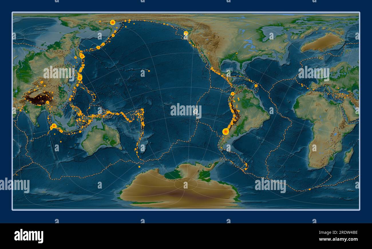 Easter tectonic plate on the physical elevation map in the Patterson ...