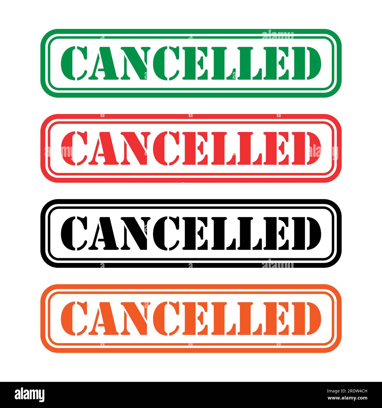 Set of Cancelled stamp symbol, label sticker sign button, text banner vector illustration Stock ...