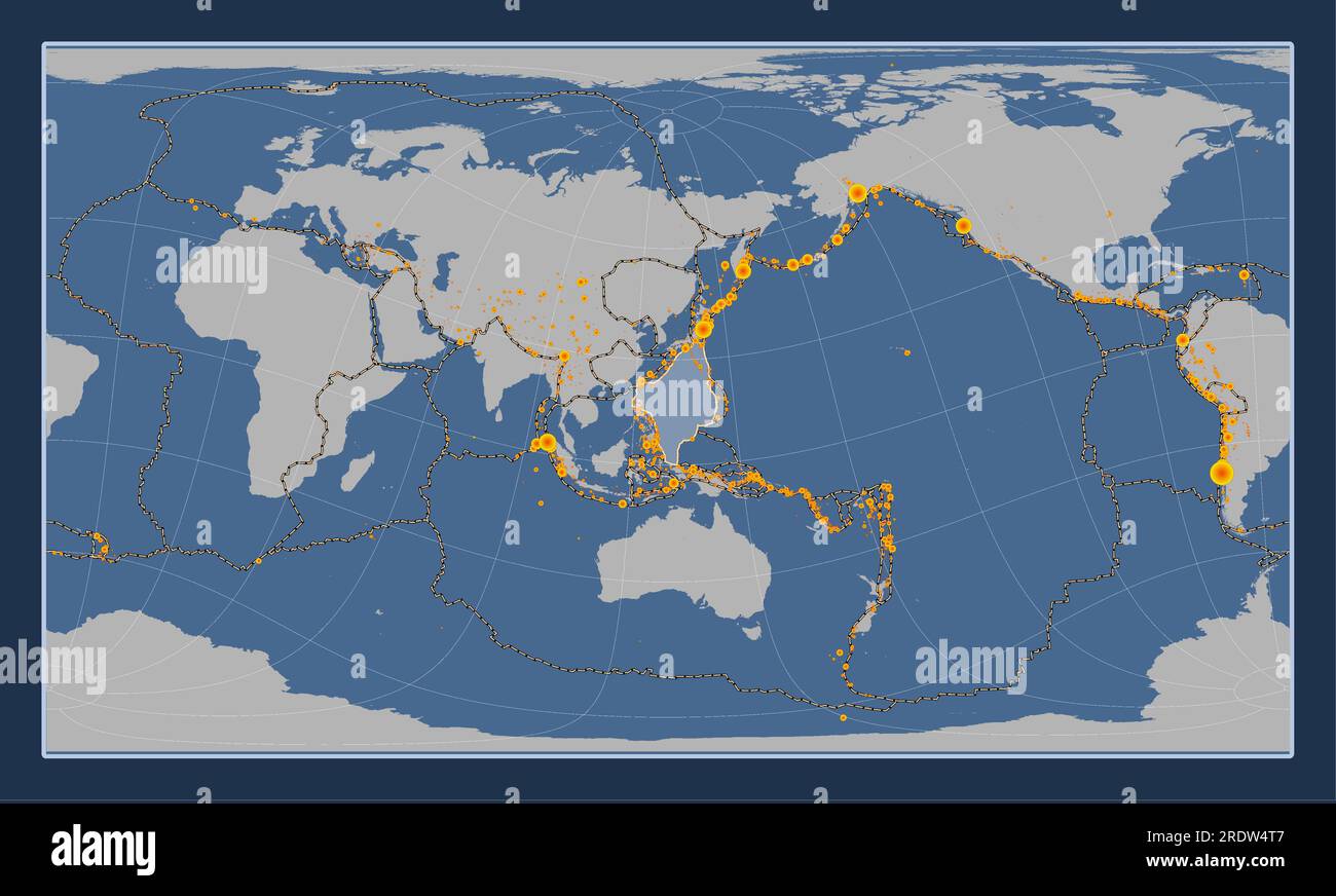 Philippine Sea tectonic plate on the solid contour map in the Patterson ...