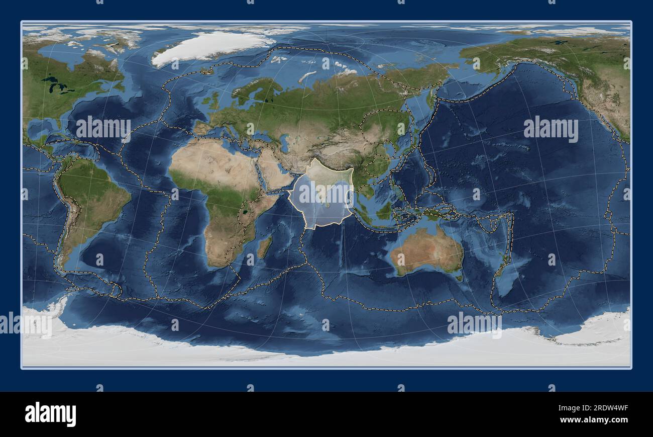 Indian tectonic plate on the Blue Marble satellite map in the Patterson ...