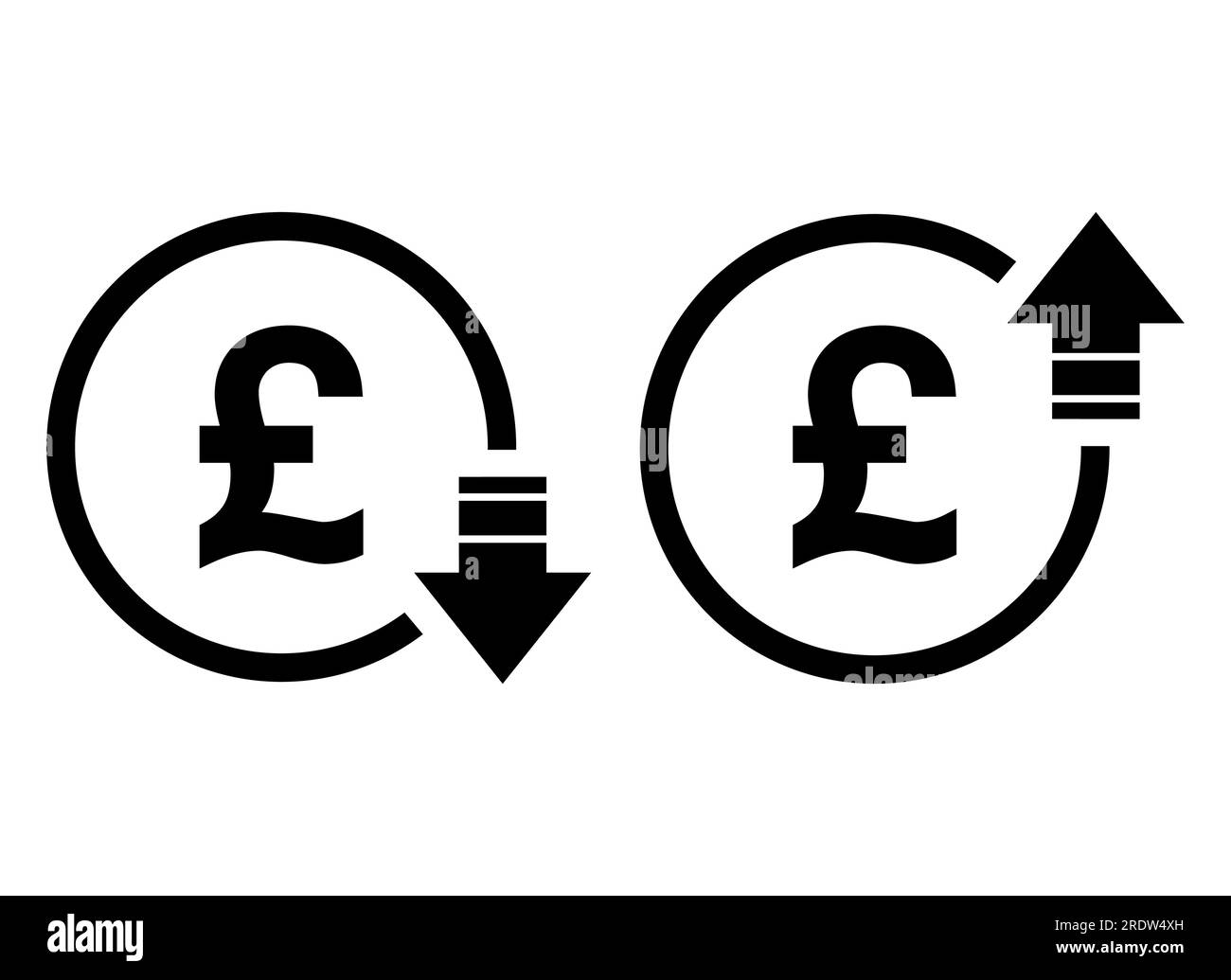 Set of cost symbol pound increase and decrease icon. Money vector symbol isolated on background ...