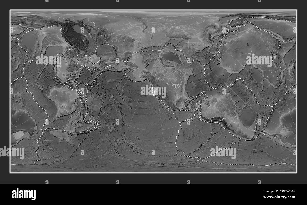 Juan de Fuca tectonic plate on the grayscale elevation map in the ...