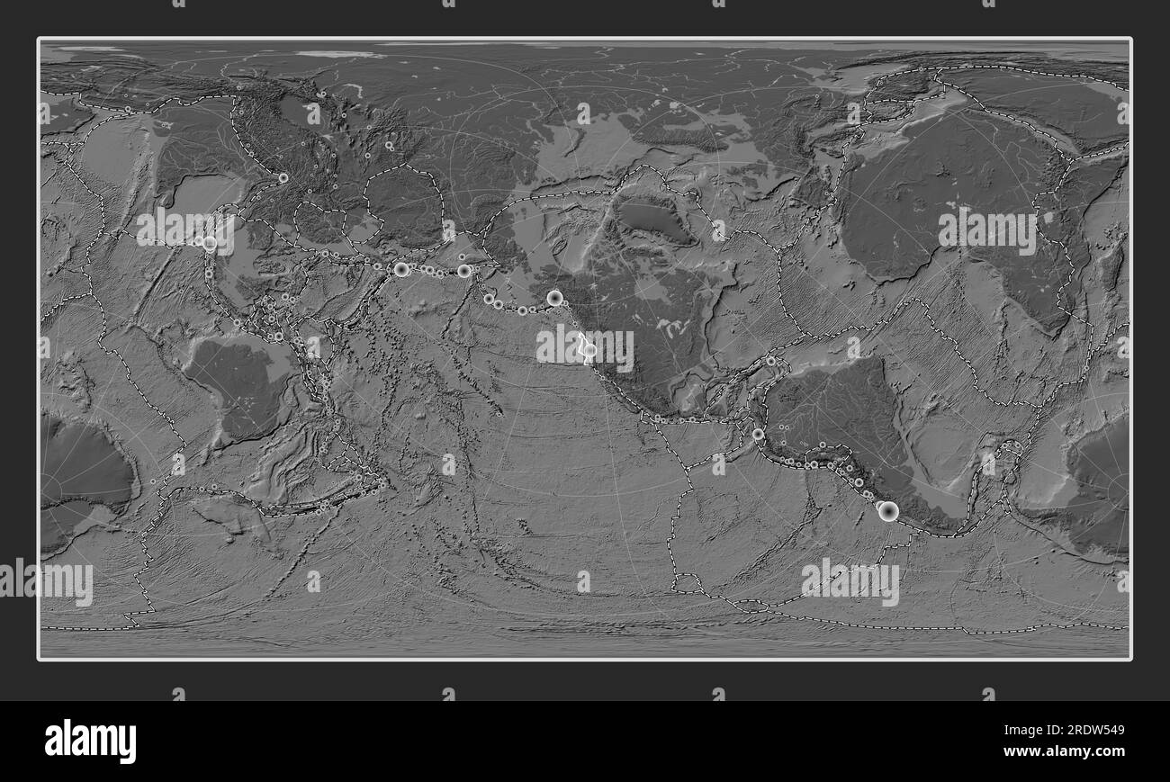 Juan de Fuca tectonic plate on the bilevel elevation map in the ...