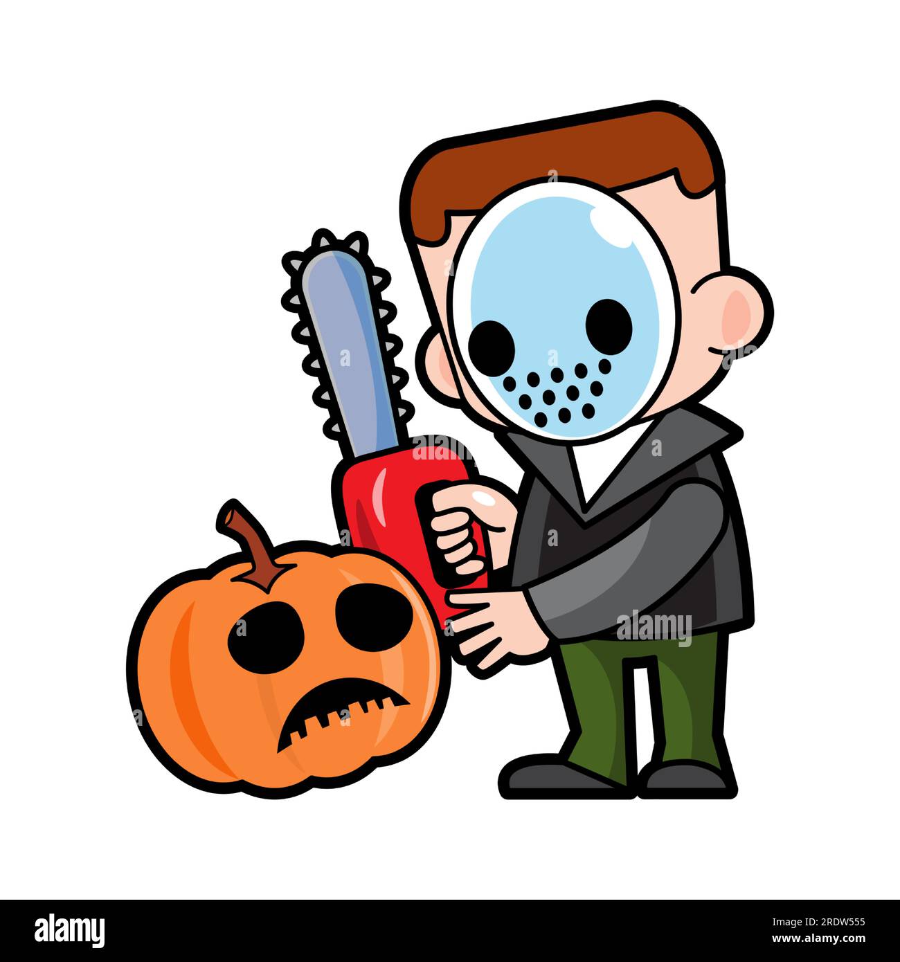 Murderer hold chainsaw . Halloween cartoon characters . Vector Stock ...