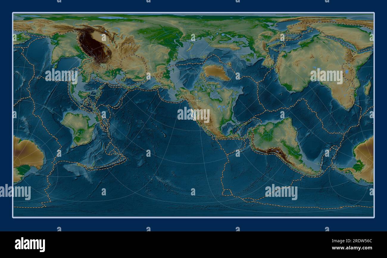 Juan de Fuca tectonic plate on the physical elevation map in the ...