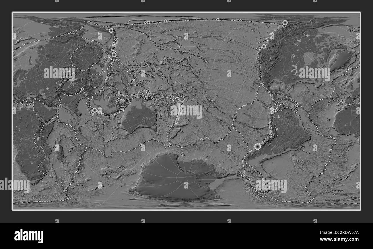 Kermadec tectonic plate on the bilevel elevation map in the Patterson ...