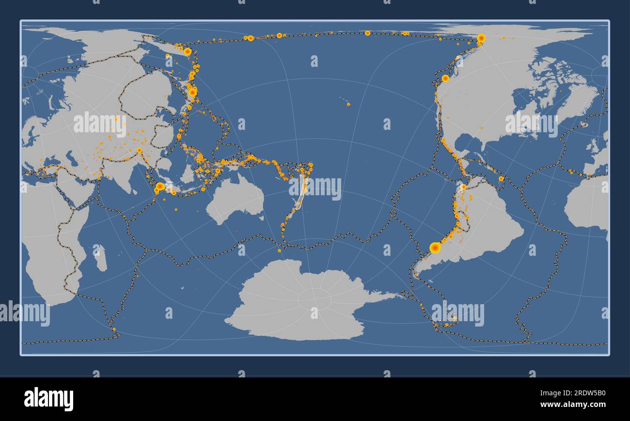 Kermadec tectonic plate on the solid contour map in the Patterson ...