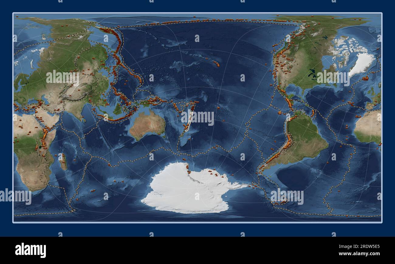 Kermadec tectonic plate on the Blue Marble satellite map in the ...