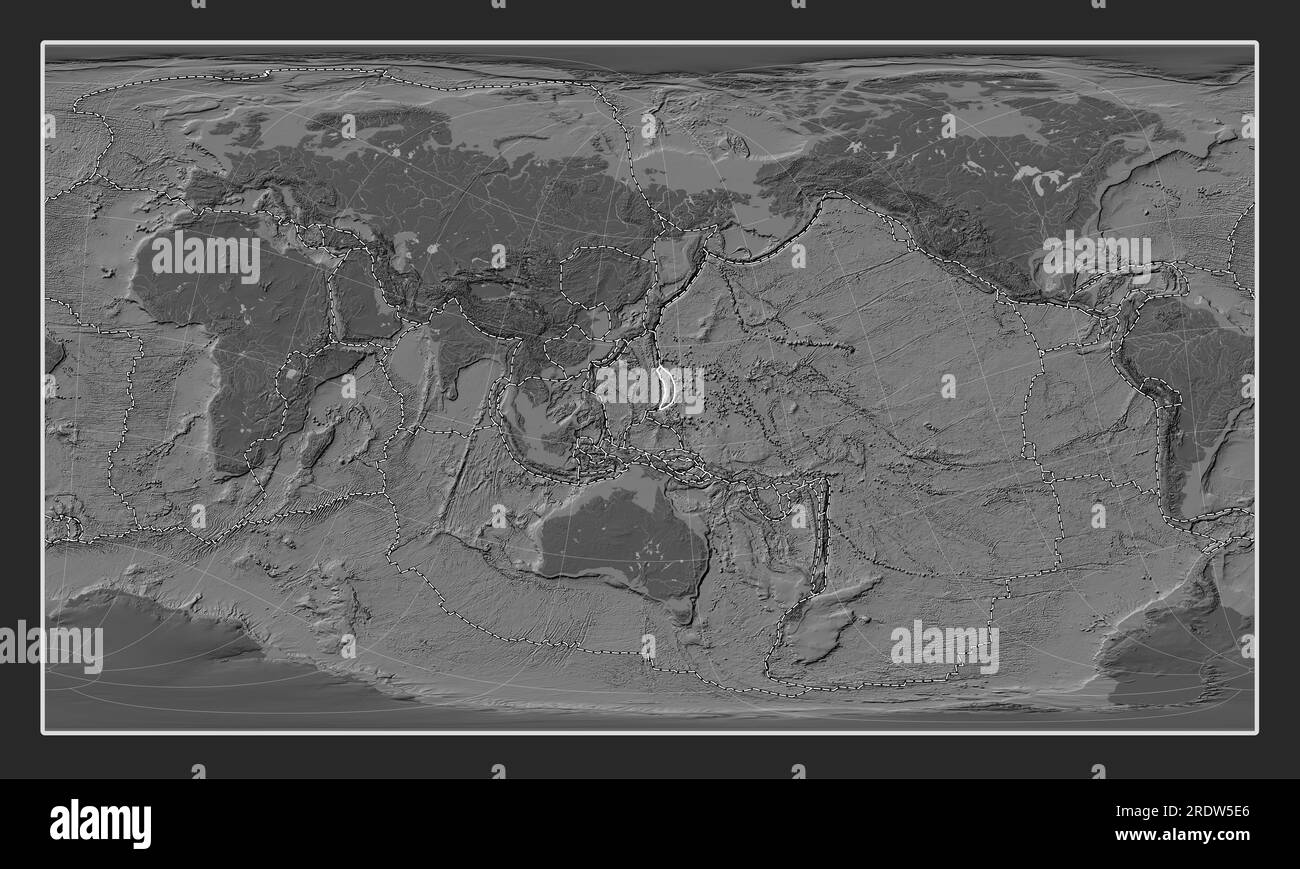 Mariana Tectonic Plate On The Bilevel Elevation Map In The Patterson Cylindrical Oblique