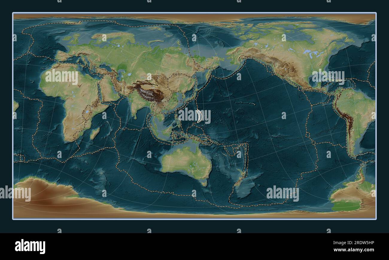 Mariana Tectonic Plate On The Wiki Style Elevation Map In The Patterson Cylindrical Oblique