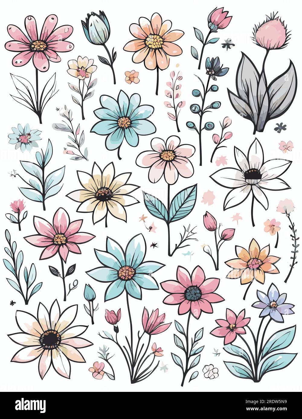 Watercolor flowers painting Stock Vector Images - Alamy